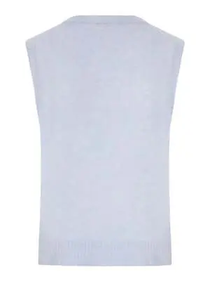 GANNI Crewneck Knitted Vest With Front Graphic Intarsia
