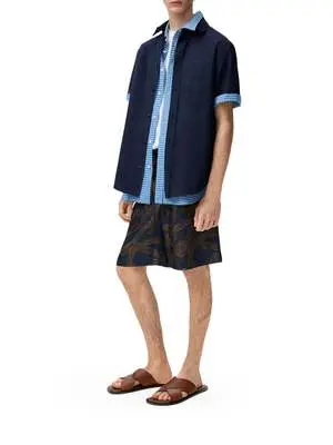 Loewe X Paula`s Ibiza Short-sleeved Textured Poplin Shirt - Blue