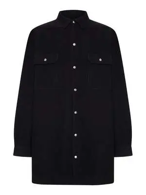 Rick Owens Wool Overshirt With Snap Buttons - Black