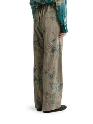 FORTE_FORTE Floral Print Palazzo Trousers - Cream