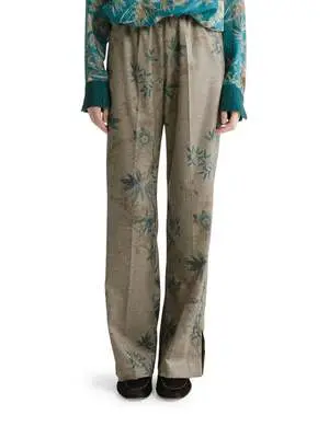 FORTE_FORTE Floral Print Palazzo Trousers - Cream