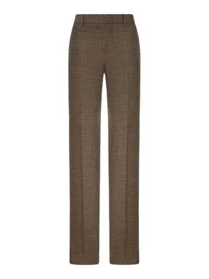 Etro Tailored Checked Trousers With Feather Detail