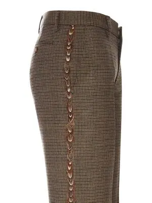 Etro Tailored Checked Trousers With Feather Detail