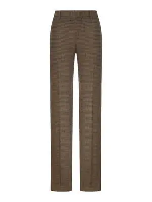 Etro Tailored Checked Trousers With Feather Detail - Brown