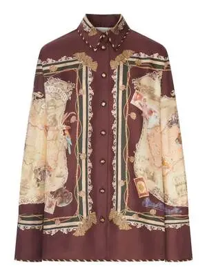 Zimmermann Printed Satin Shirt With A Scarf Motif - Brown