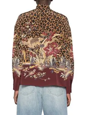 Etro Animal And Floral Printed Shirt With Neck Bow
