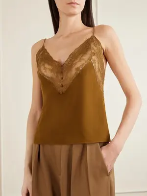 Saint Laurent Lace-trimmed Silk-satin Camisole