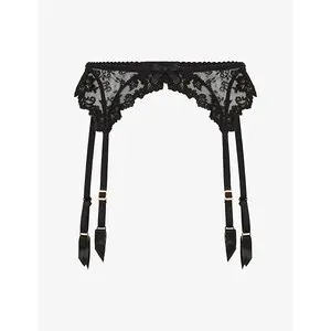 Agent Provocateur Josephine Lace Suspenders - Black