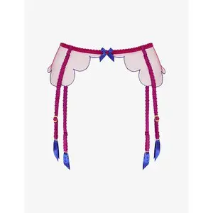 Agent Provocateur Lorna Mesh Suspenders - Pink/cobalt
