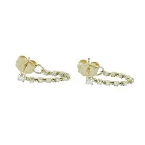 ARTISAN Gold / White 14k Yellow Gold Prong Diamond Chain Drop Earrings - Gold/white