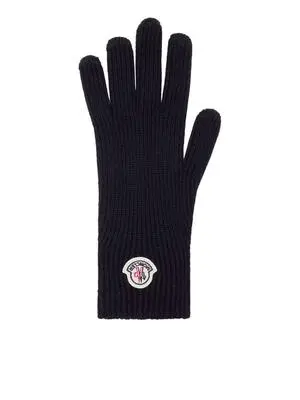 Moncler Logo-detailed Wool Gloves - Black