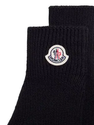 Moncler Logo-detailed Wool Gloves - Black