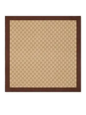 Gucci Printed Silk Twill Scarf - Brown