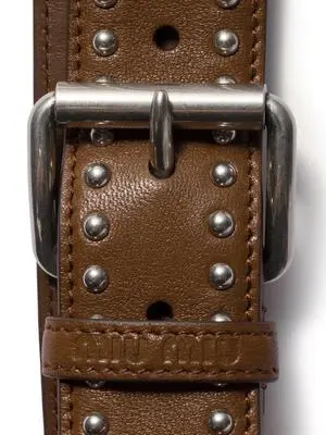 Miu Miu Leather Belt With Studs - Multicolor