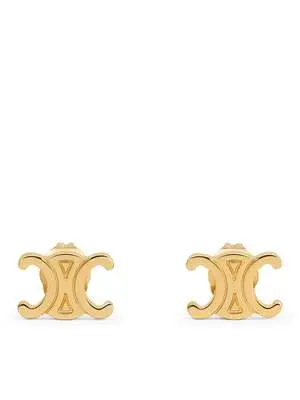 Celine Triomphe Earrings In Brass Finish - Gold