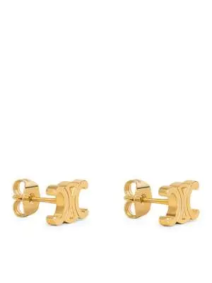 Celine Triomphe Earrings In Brass Finish