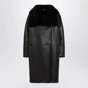 TOTEME Oversized Dark Sheepskin Coat - Brown