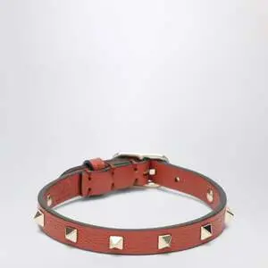 Valentino Garavani Poppy Rockstud Leather Bracelet - Red
