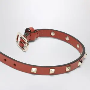 Valentino Garavani Poppy Rockstud Leather Bracelet - Red
