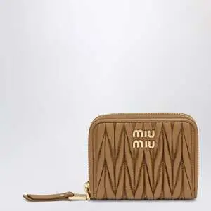 Miu Miu Coin Purse In Matelasse Nappa Leather, Caramel - Brown