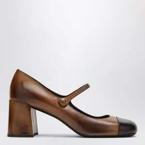 Miu Miu Cognac/dark Leather Mary Jane Pumps - Brown