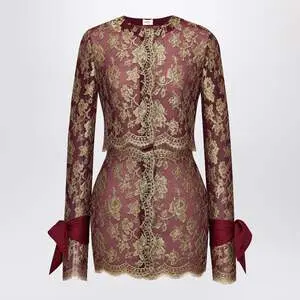 Saint Laurent Pepin Mini Dress In Metallic Lace