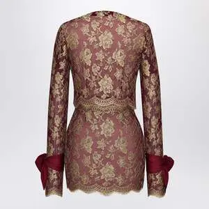 Saint Laurent Pepin Mini Dress In Metallic Lace