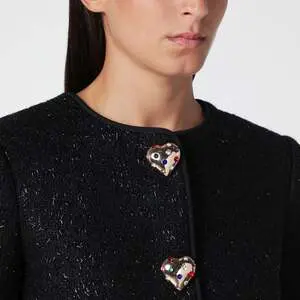 SELF-PORTRAIT Metallic Boucle Jacket - Black