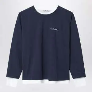 Acne Studios Navy /white Cotton Sweatshirt - Blue