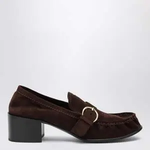 Miu Miu Dark Suede Moccasins - Brown