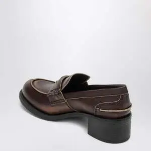 Miu Miu Ebony Calfskin Loafers - Brown