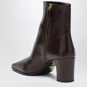 Prada Dark Calfskin Ankle Boots - Brown