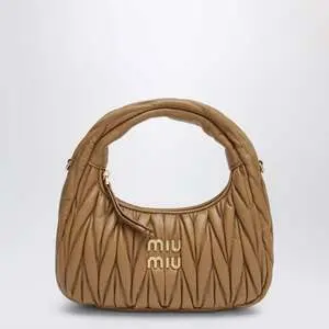 Miu Miu Small Miu Wander Bag In Matelasse Leather, Caramel