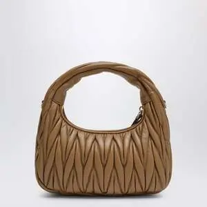 Miu Miu Small Miu Wander Bag In Matelasse Leather, Caramel