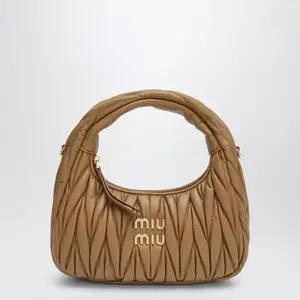 Miu Miu Small Miu Wander Bag In Matelasse Leather, Caramel - Brown