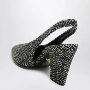 Prada And Black Slingback Pumps In Chevron Fabric
