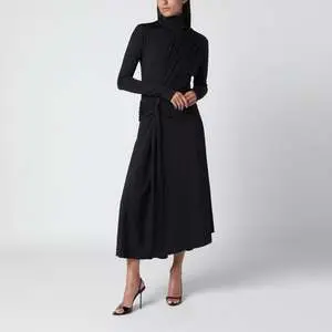 Victoria Beckham Asymmetrical Dress With High Neck - Black