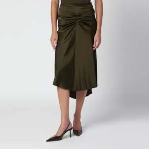 Victoria Beckham Bella Crepe Satin Midi Skirt - Green