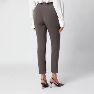 Victoria Beckham Khaki Virgin Wool-blend Trousers - Gray