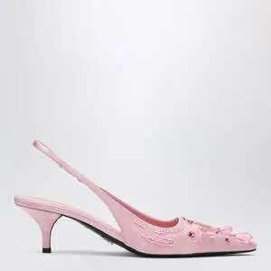 Prada Prada Pink Silk And Viscose Slingback Pumps Women Pink