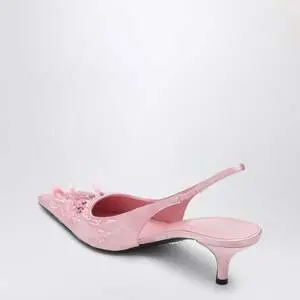 Prada Silk And Viscose Slingback Pumps - Pink