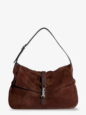 Gucci Jackie Flap Suede Shoulder Bag - Black