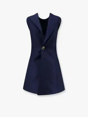 Balenciaga A-line Merino Wool And Silk Blend Short Dress - Blue