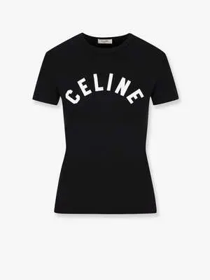 Celine Cotton T-shirt With Front Logo Print - Multicolor
