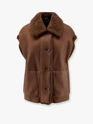Brunello Cucinelli Shearling Sleeveless Jacket - Multicolor