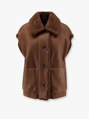 Brunello Cucinelli Shearling Sleeveless Jacket - Multicolor