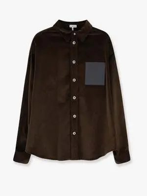 Loewe Corduroy Shirt With Leather Pocket
