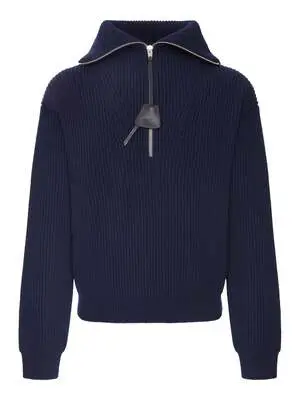 Celine Wool And Cashmere Blend Zip-up Sweater - Blue