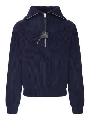Celine Wool And Cashmere Blend Zip-up Sweater - Blue