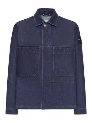 Stone Island Denim Outwear With Patch Pockets - Blue